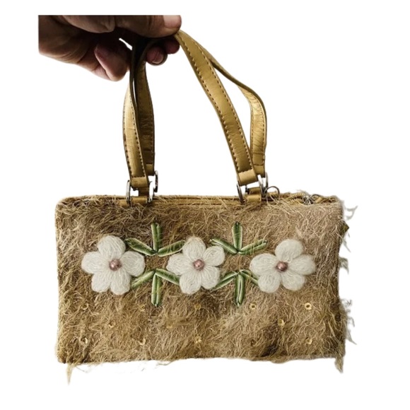 Bags | Vintage Y2k 9s Fuzzy Floral Handbag Purse | Poshmark